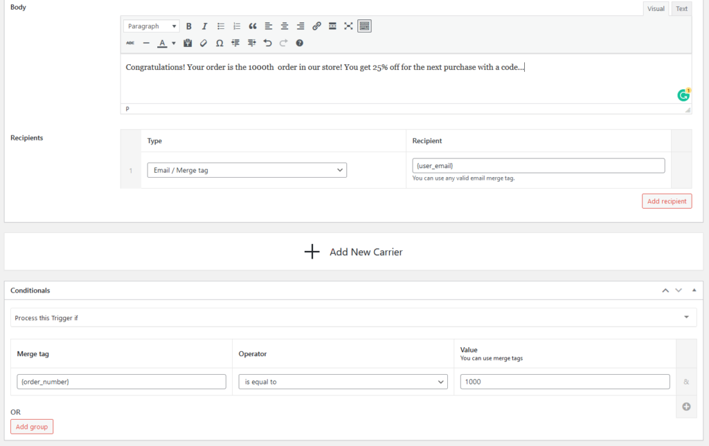 Notification : Conditionals - BracketSpace
