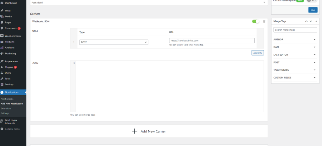 Notification : Webhooks - BracketSpace
